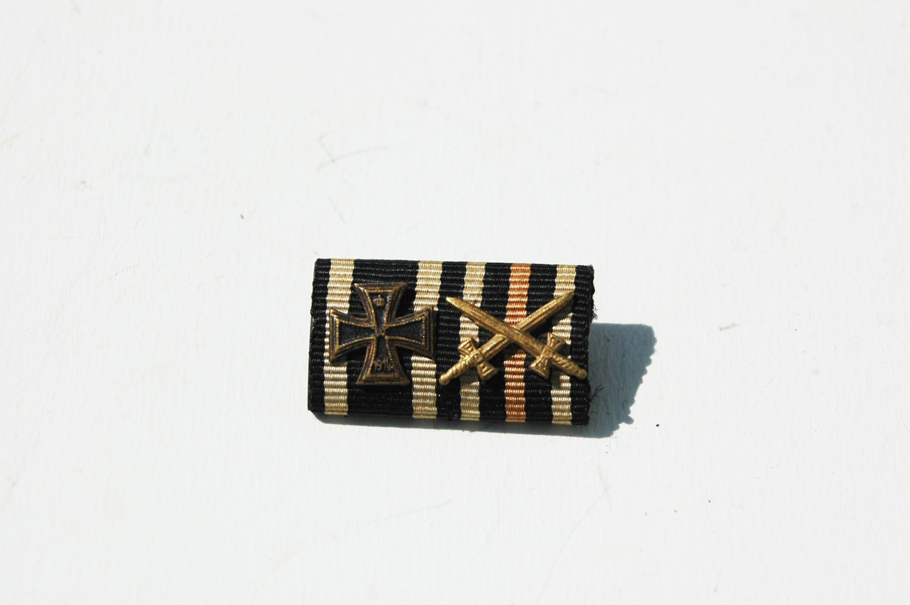 WWI WWII German Ribbon Bar with Mini Iron Cross - Relics of the Reich